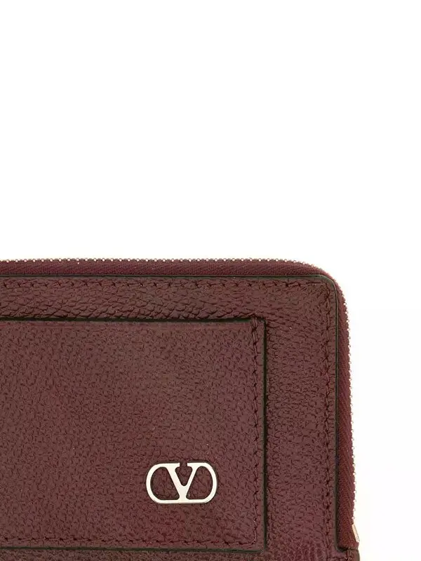 Valentino Garavani Vlogo Zip Leather Wallet - Red