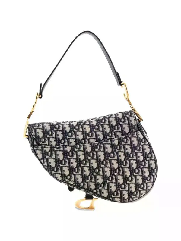 Dior Saddle Handbag With Strap Oblique Canvas Medium Shoulder Bag - Blue