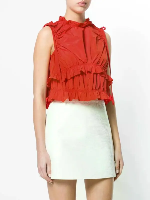 Kenzo Sleeveless Tiered Ruffle Crop Top