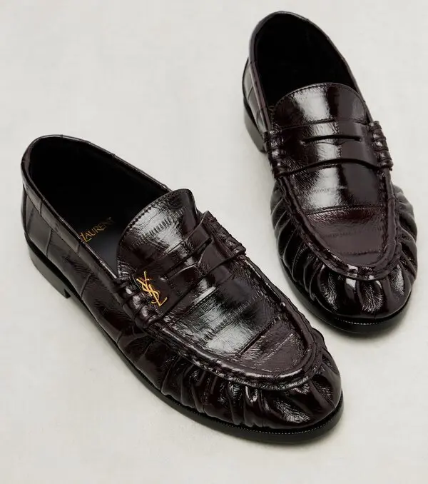 Saint Laurent Eel Leather Loafers - Brown