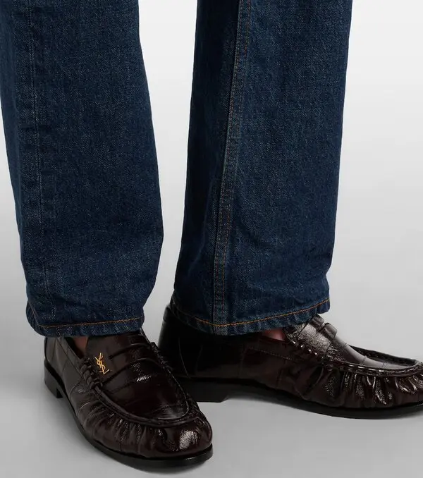 Saint Laurent Eel Leather Loafers - Brown
