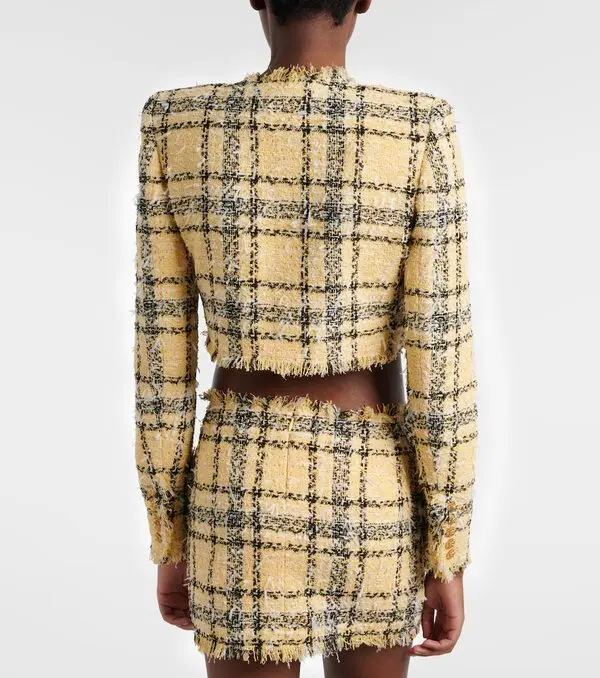 Balmain Cropped Sequined Tweed Jacket