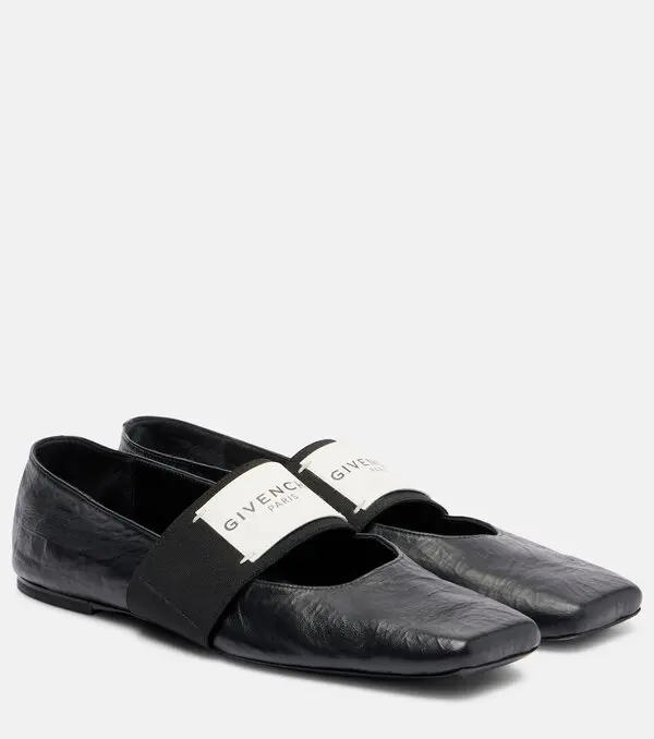 Givenchy Sliced Square Leather Ballet Flats