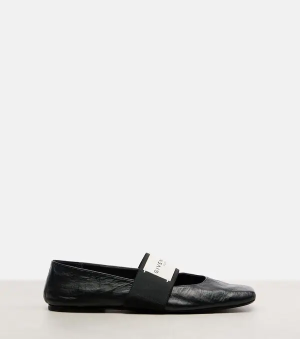 Givenchy Sliced Square Leather Ballet Flats
