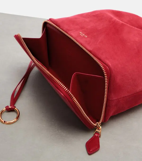Alaïa Le Pochon Suede Bucket Bag - Red