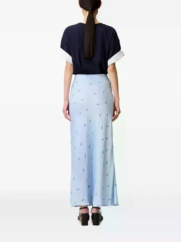 Claudie Pierlot Floral Print Midi Skirt - Blue