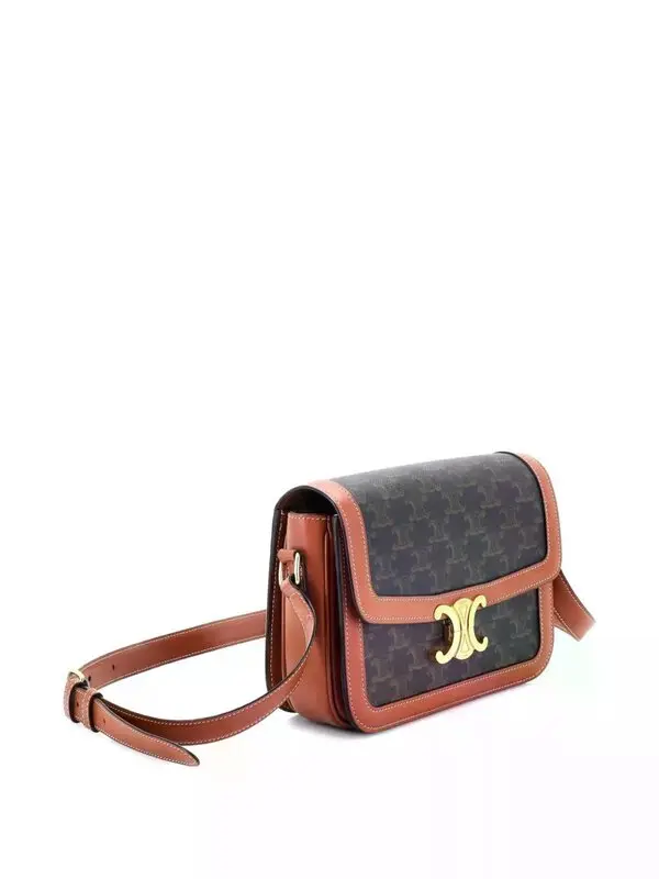 Celine Triomphe Coated Canvas Medium Shoulder Bag - Brown
