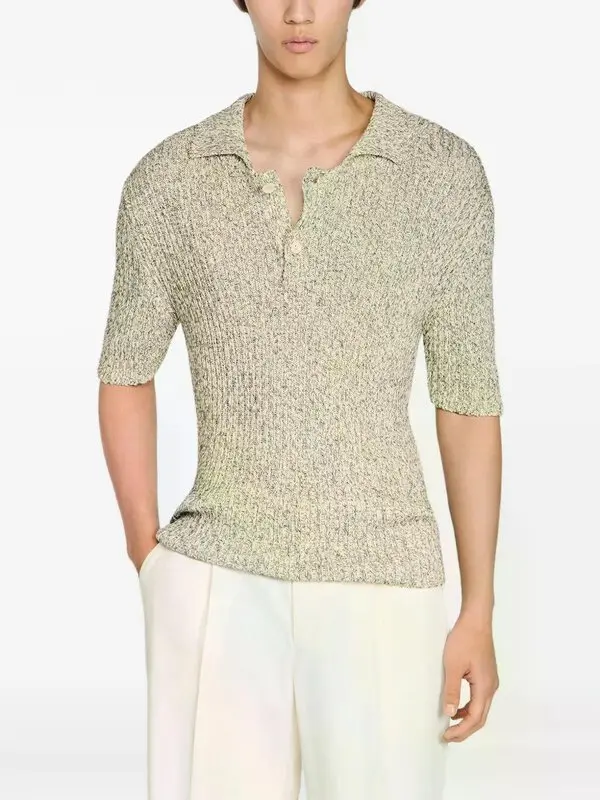 Sandro Marl Cotton Knit Polo Shirt