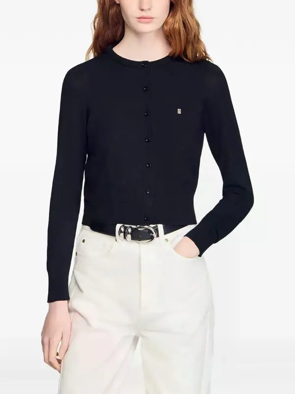 Sandro Round Neck Cropped Cardigan