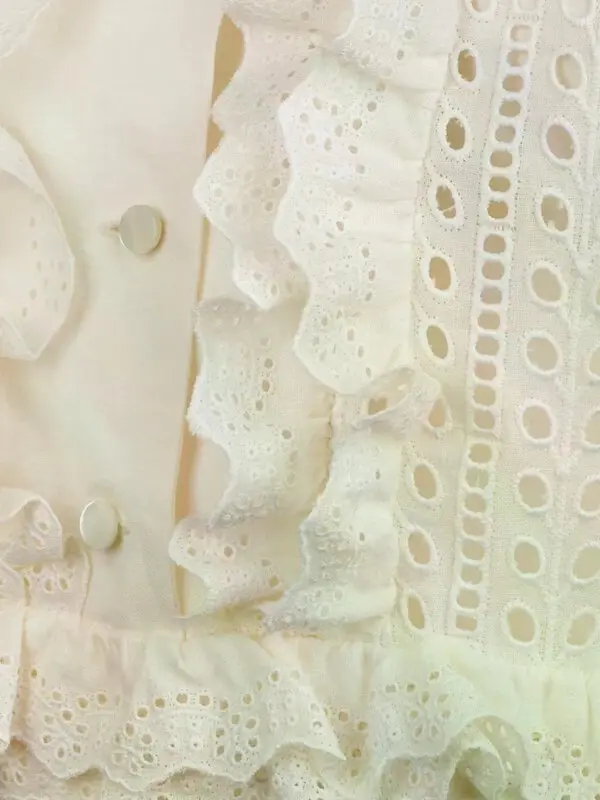 Alberta Ferretti Ruffled Eyelet Blouse - Neutrals