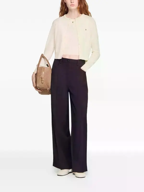 Sandro Padded Round Neck Cardigan