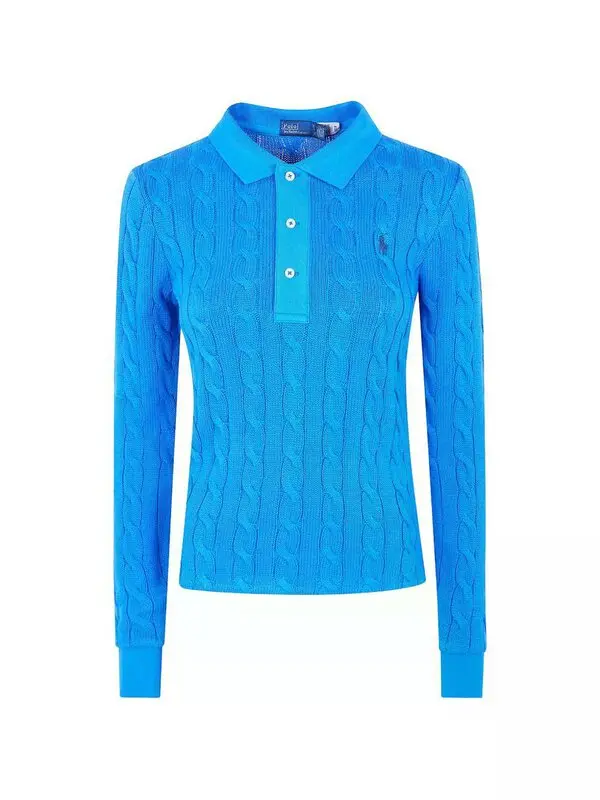 Polo Ralph Lauren Cable Knit Polo Shirt - Blue