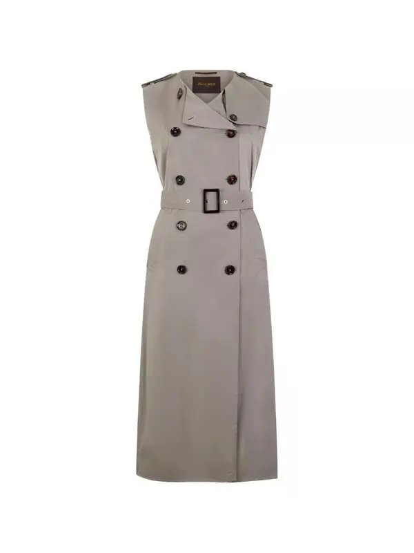 MOORER Sleeveless Double-breasted Belted Coat - Grey