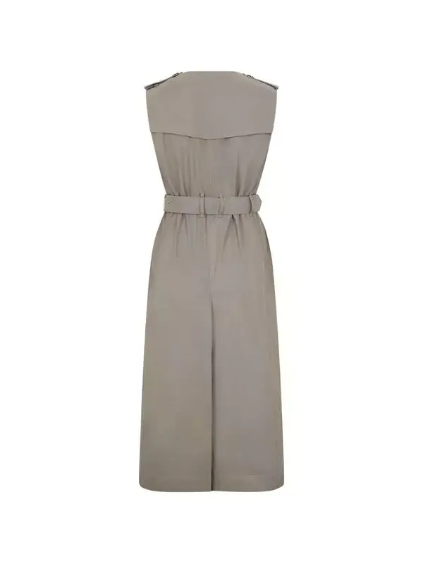 MOORER Sleeveless Double-breasted Belted Coat - Grey