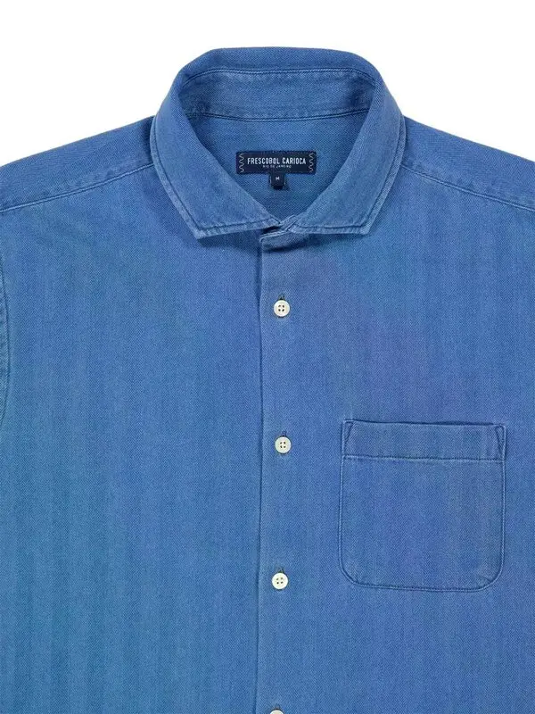 Frescobol Carioca Emilio Herringbone Denim Shirt