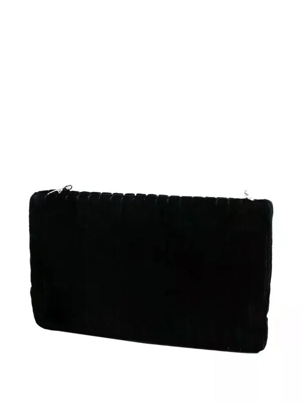 Prada Velvet Ricamo Pochette Crossbody Bag - Black