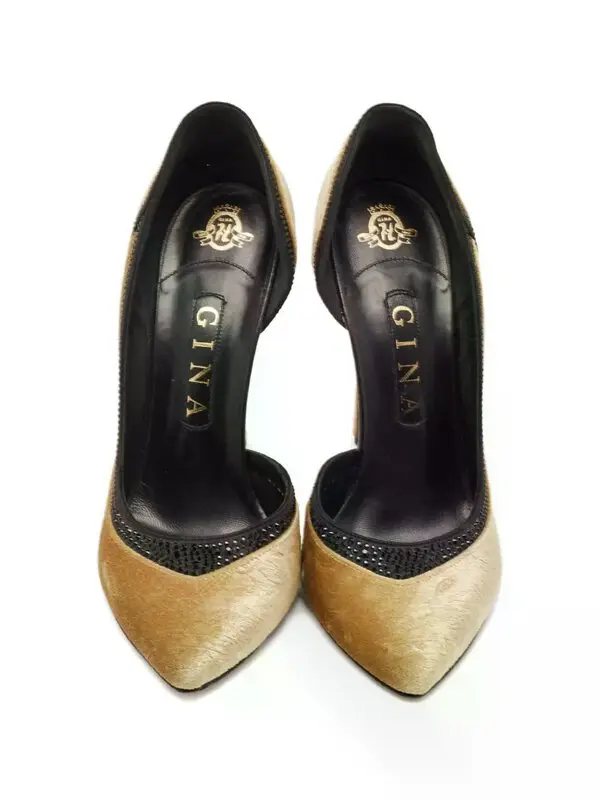 GINA Pointed Toe Velvet Embellished Pumps