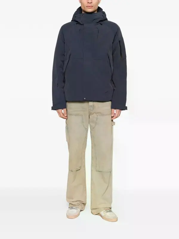 JG1 Zip-up Hooded Jacket With High Neck And Zip Details - Blue