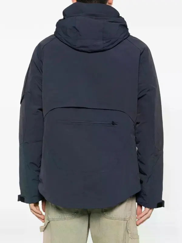 JG1 Zip-up Hooded Jacket With High Neck And Zip Details - Blue