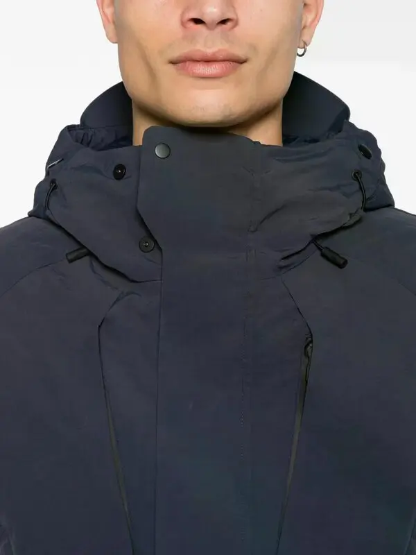 JG1 Zip-up Hooded Jacket With High Neck And Zip Details - Blue