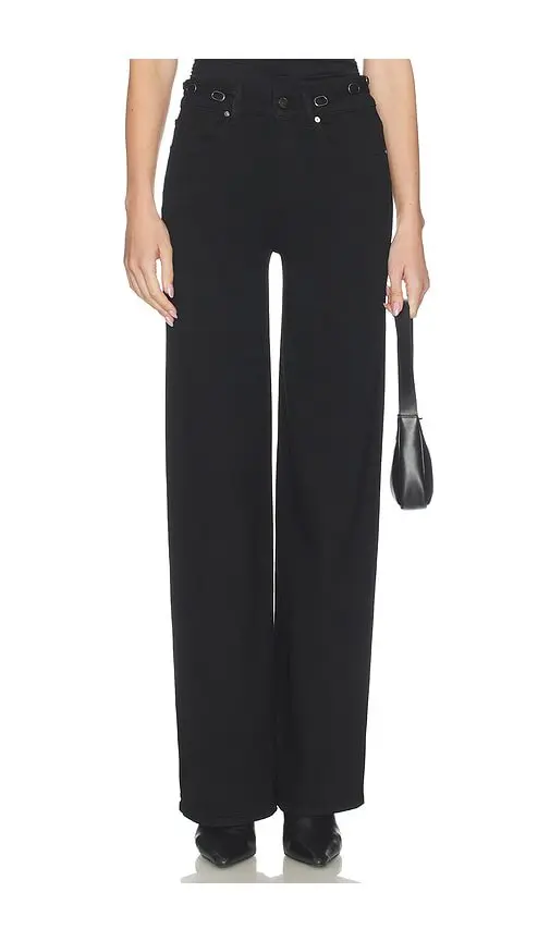 Paige Sasha Jeans With Waistband Buckles - Black