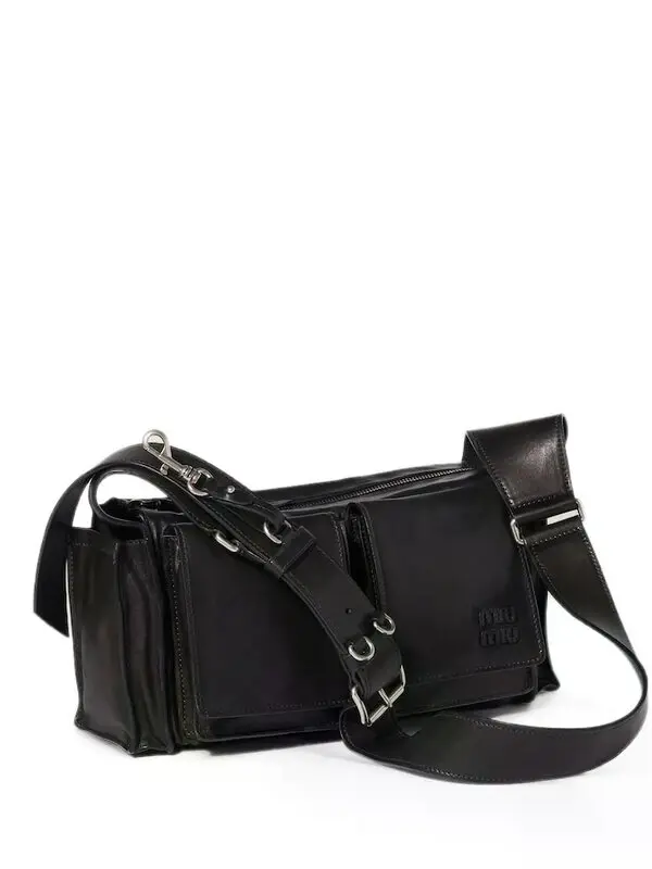 Miu Miu Utilitaire Lambskin Shoulder Bag - Black