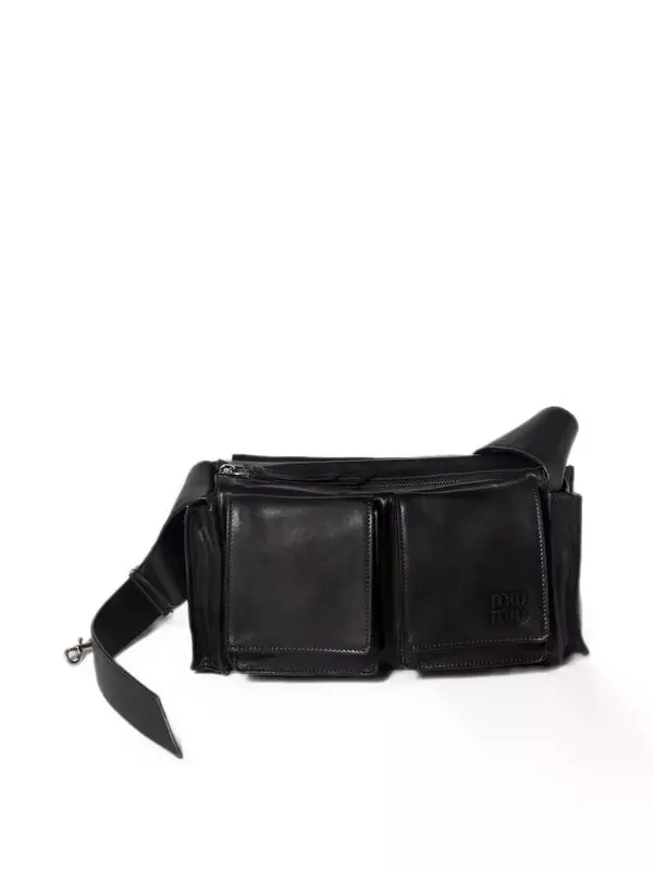 Miu Miu Utilitaire Lambskin Shoulder Bag - Black