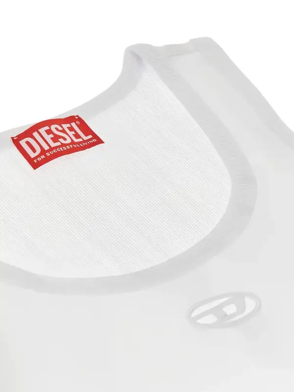 DIESEL® Ribbed Knit Tank Top With Rear Cut-out And Wraparound Tie - White