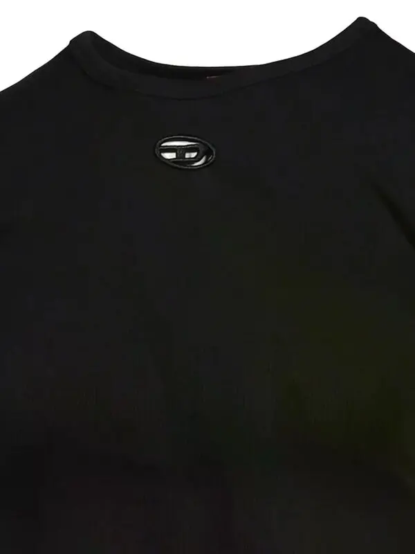 DIESEL® Black Organic Stretch-cotton Ribbed T-shirt With Wrap Laces And Oval D Embroidery - Grey
