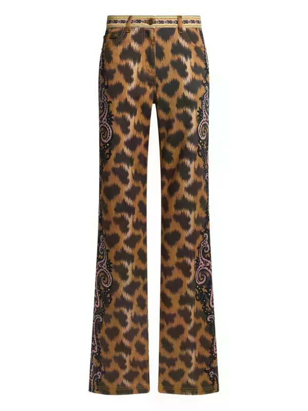 Etro Animal Motif Bootcut Jeans