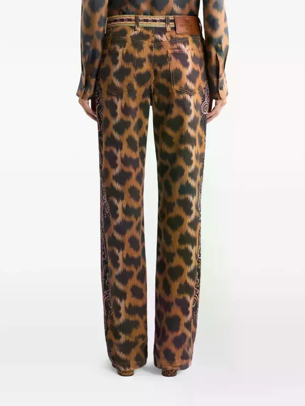 Etro Animal Motif Bootcut Jeans