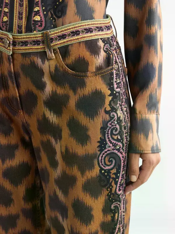 Etro Animal Motif Bootcut Jeans