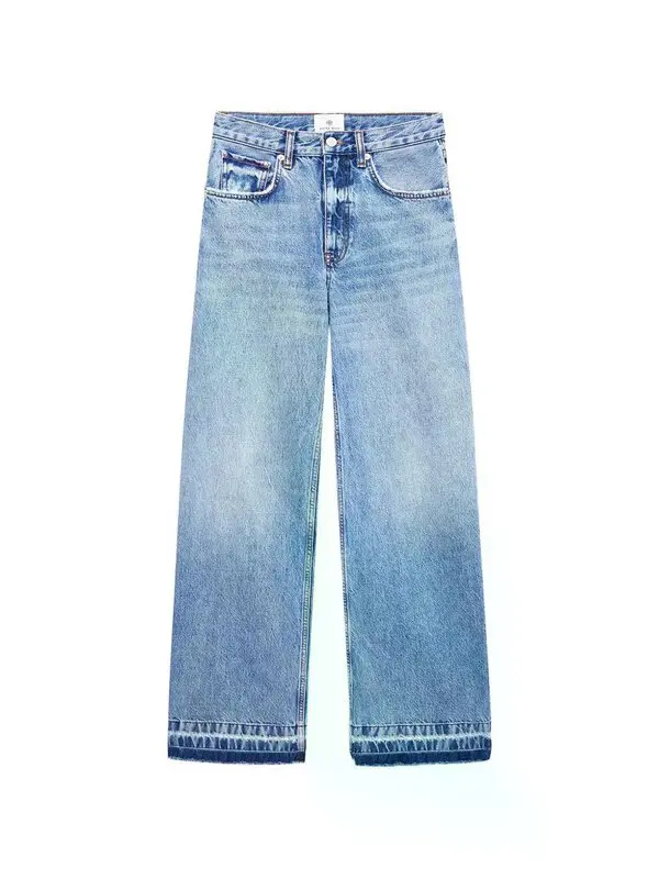 ANINE BING Lewis Frayed Wide-leg Jeans - Blue