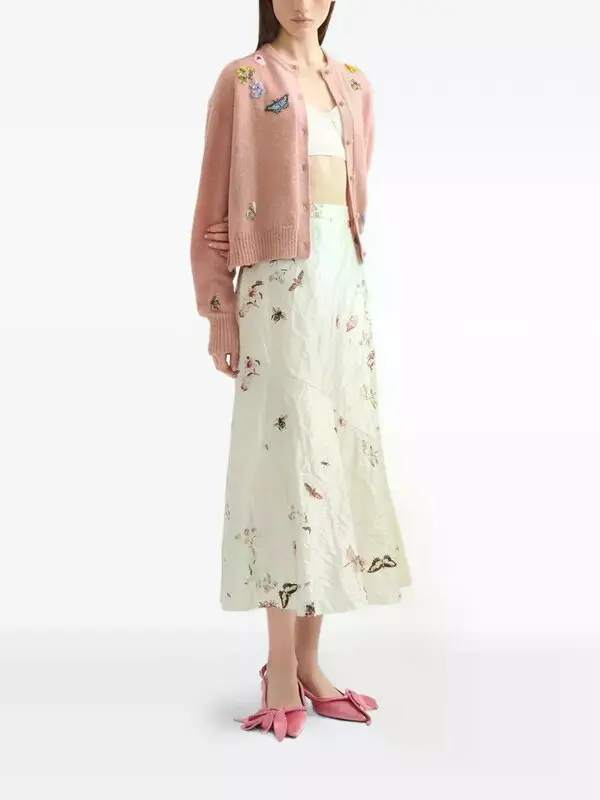 Erdem Printed Detail A-line Midi Skirt