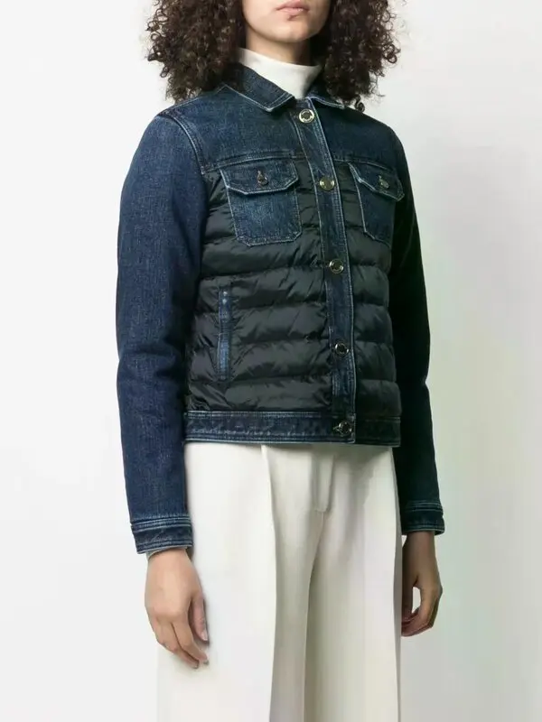 MOORER Quilted Denim Jacket - Blue