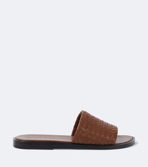 Bottega Veneta Elio Intrecciato Leather Slides