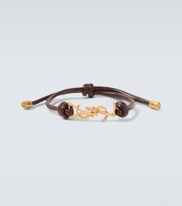 Saint Laurent Cassandre Leather Bracelet
