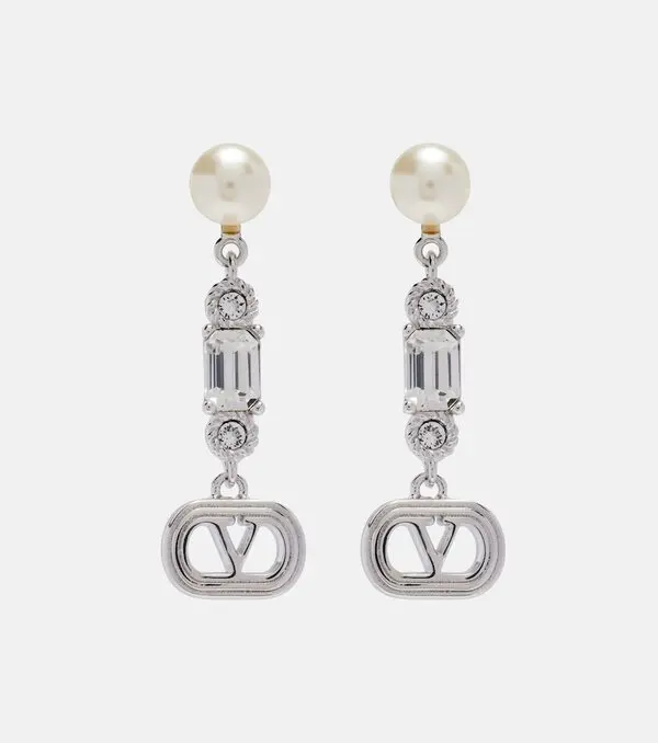 Valentino Garavani Vlogo Swarovski®-embellished Drop Earrings - Silver