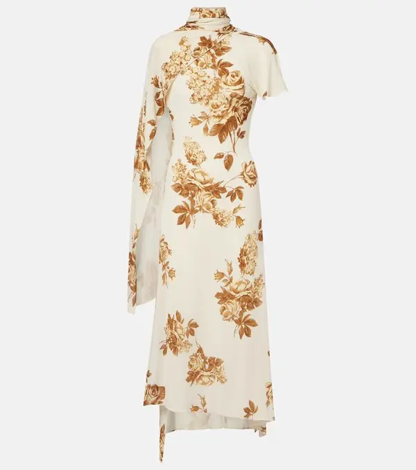 Magda Butrym Floral Print Draped Midi Dress - Multicoloured