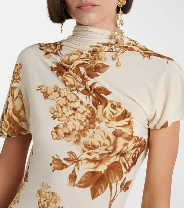 Magda Butrym Floral Print Draped Midi Dress
