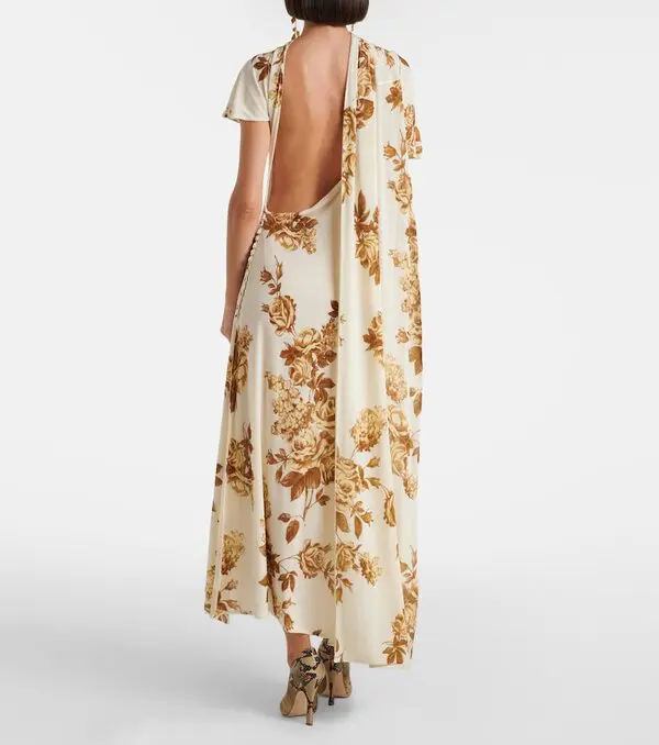 Magda Butrym Floral Print Draped Midi Dress