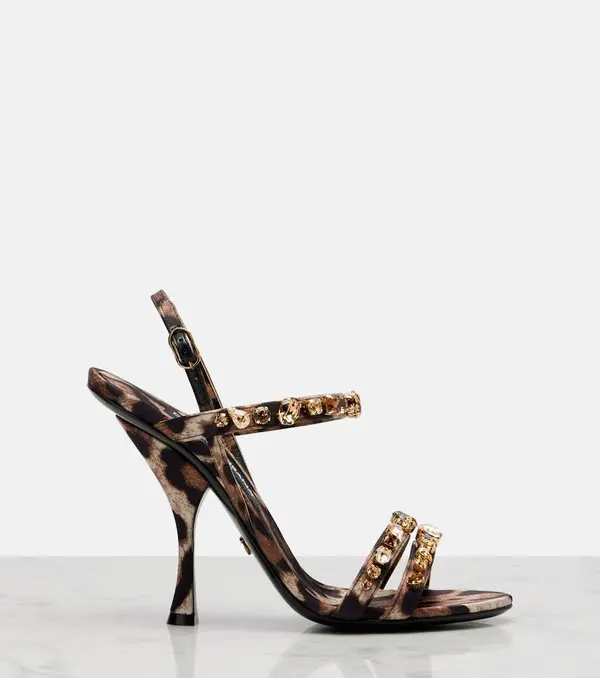 Dolce & Gabbana Keira 2.0 Leopard-print Satin Sandals