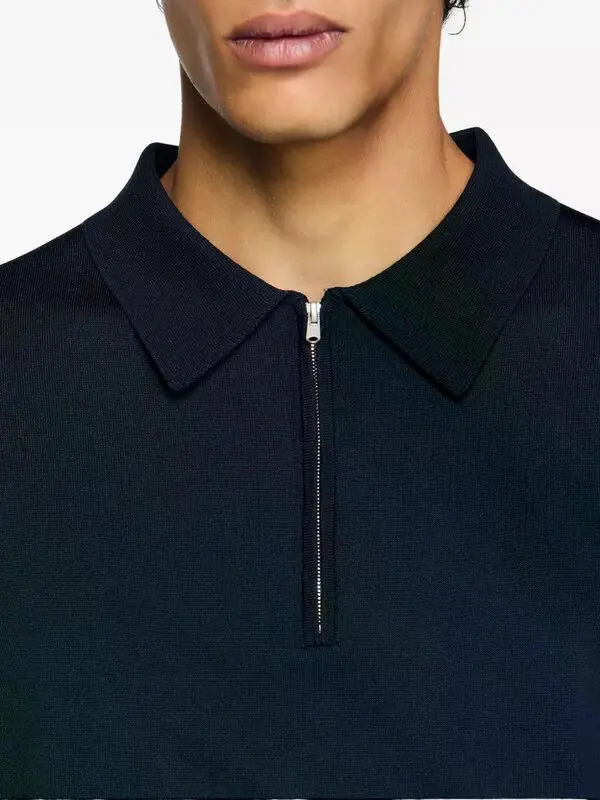 Sandro Knitted Polo Shirt With Zip Collar - Blue