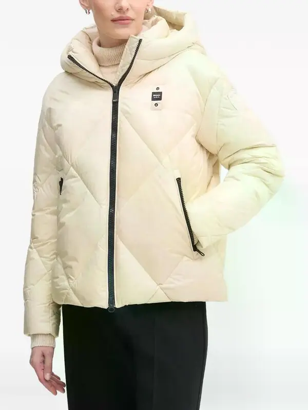 BLAUER. Quilted Hooded Jacket - Neutrals