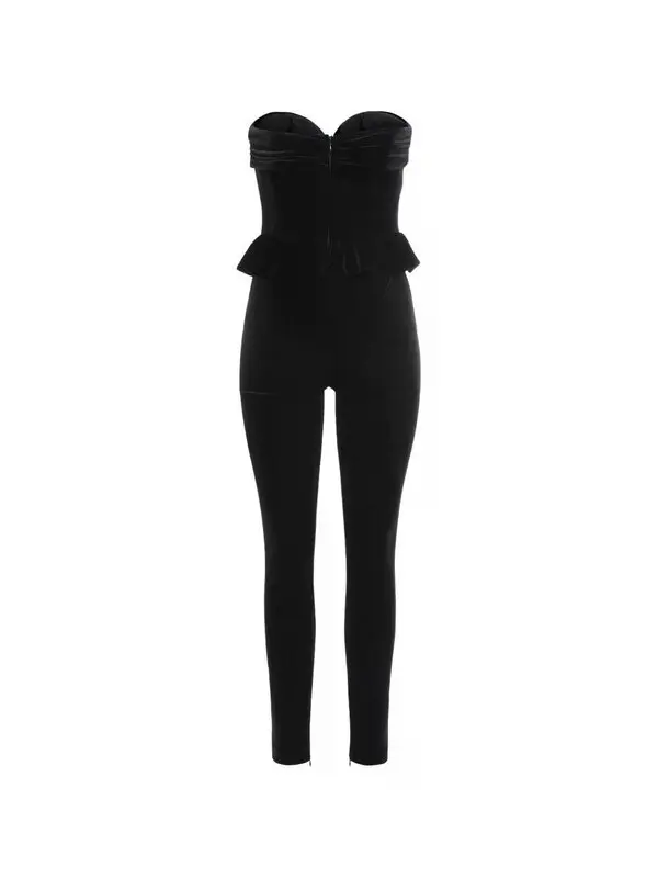 Alessandra Rich Peplum Jumpsuit - Black