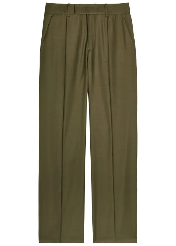 Ronny Kobo Wool-blend Straight-leg Trousers - Green