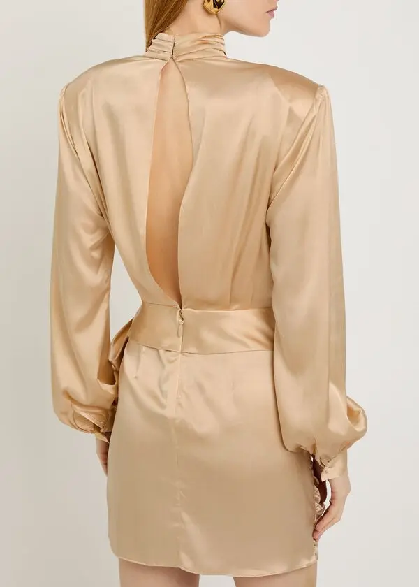Ronny Kobo Imara Belted Wrap-effect Silk-blend Mini Dress