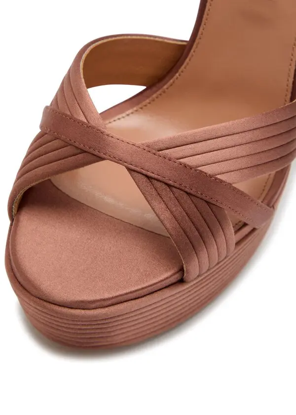AQUAZZURA Sundance 140 Satin Platform Sandals - Brown