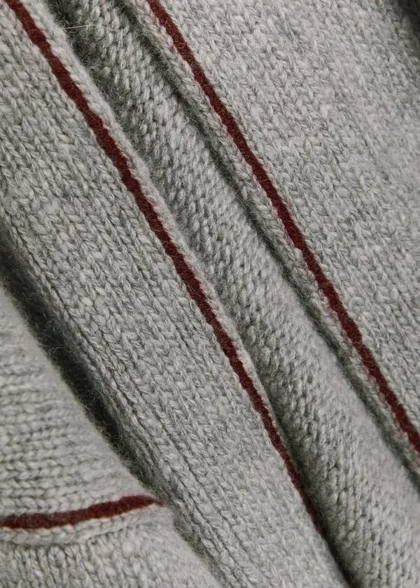 THE ELDER STATESMAN Cashmere Robe With Striped Trim - Grey