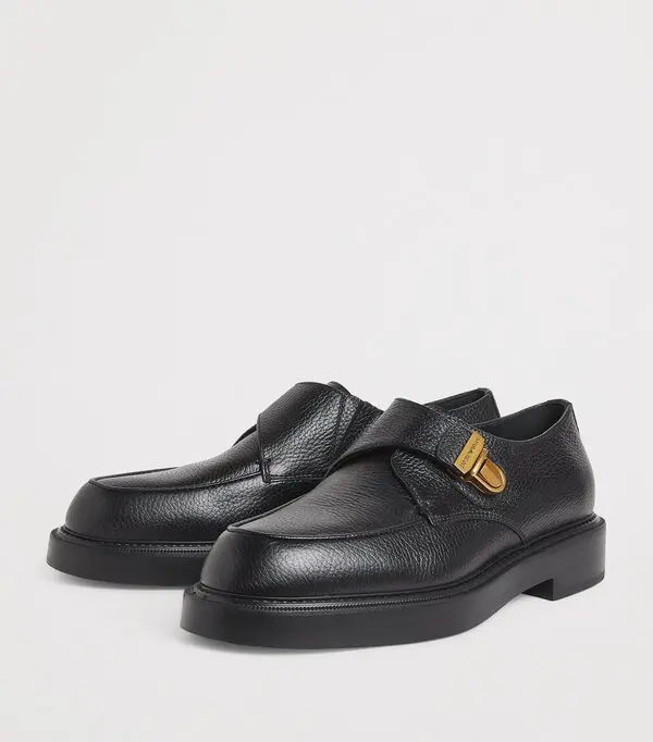 Emporio Armani Pebbled Leather Monk-strap Shoes